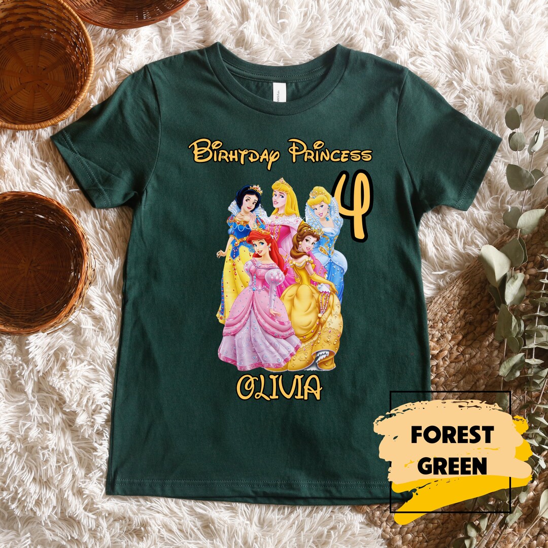 Custom Disney Princess Birthday Girl Shirt, Personalized Girls' First Birthday Outfit and Kids ...