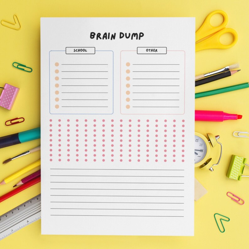 Brain Dump Notepad a to Do List ADHD Daily Productivity Thoughts ...