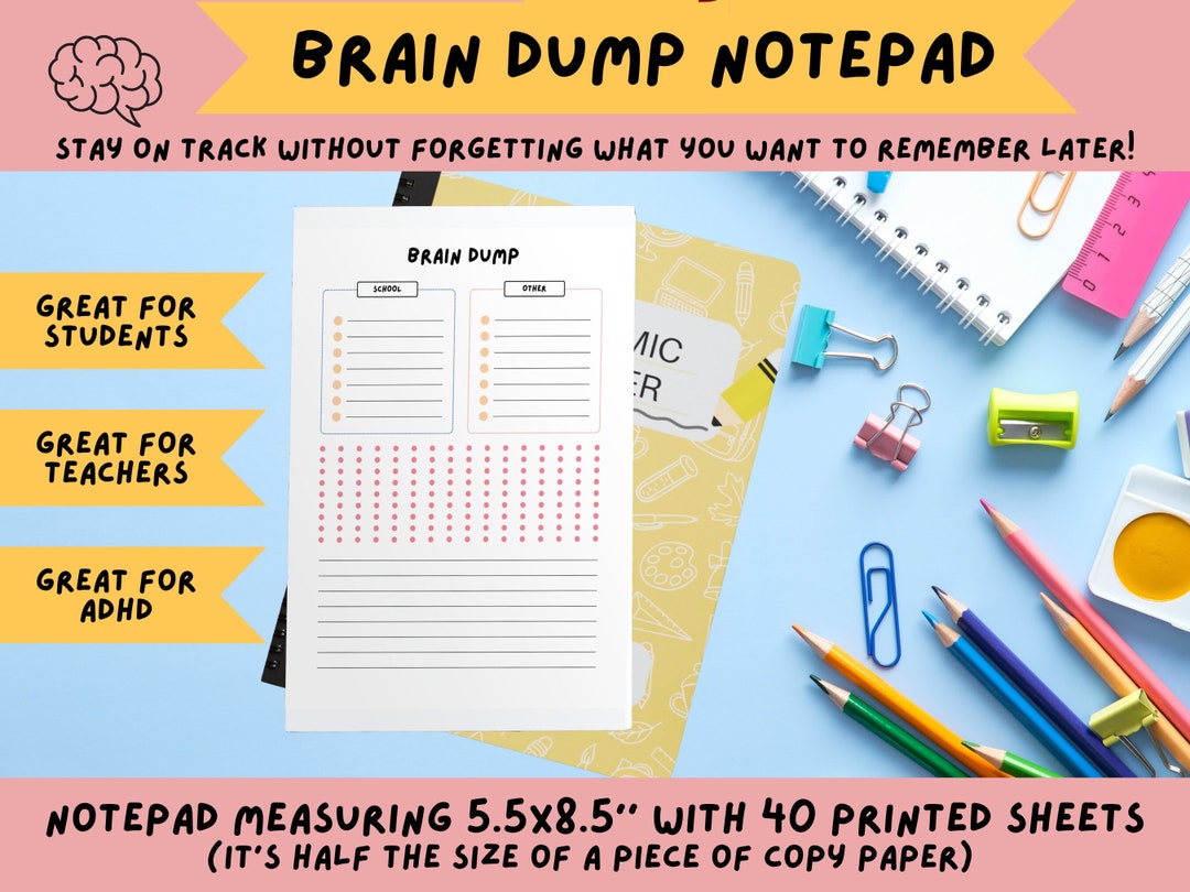 Brain Dump Notepad a to Do List ADHD Daily Productivity Thoughts ...