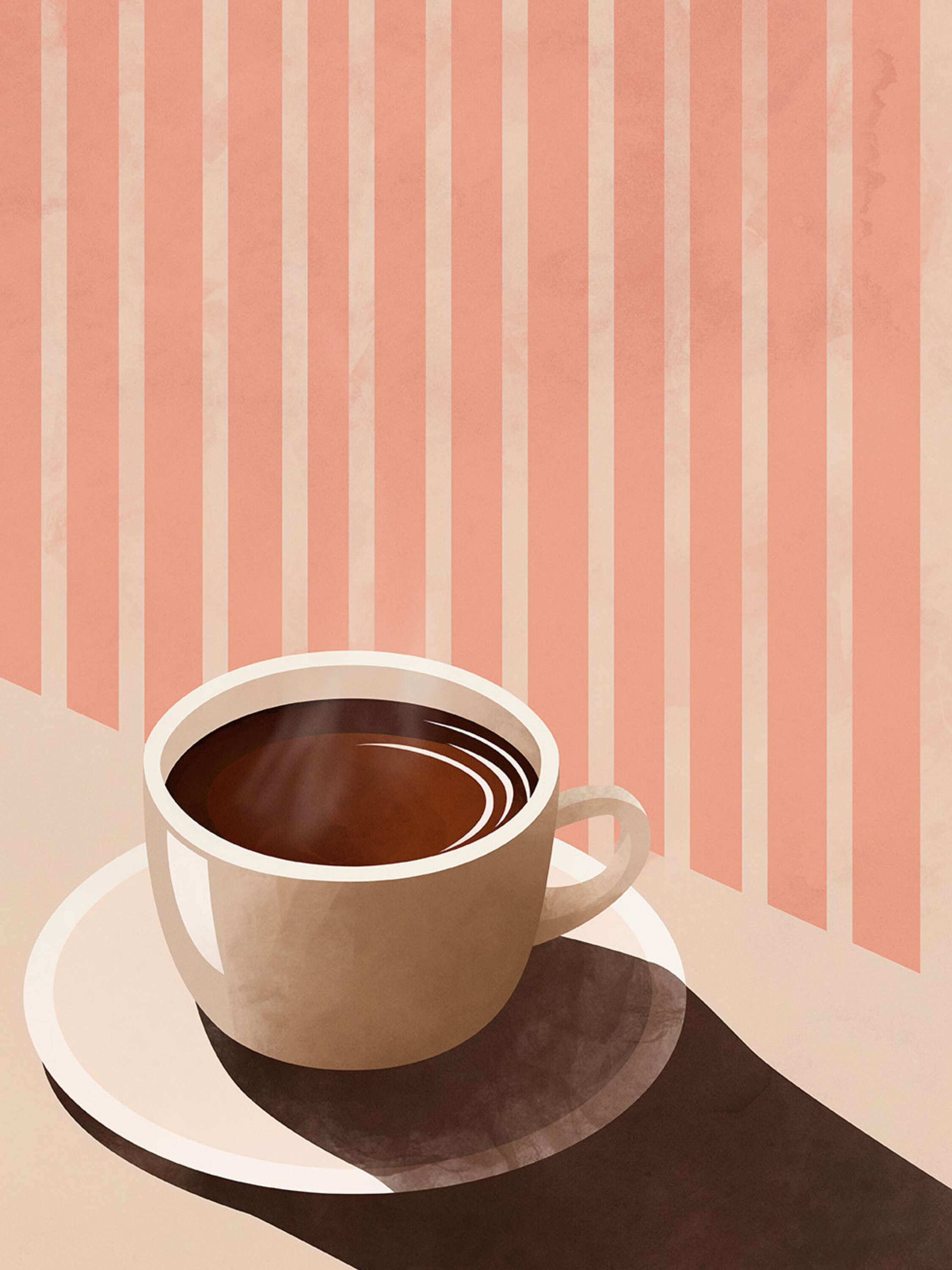 Pink Stripes Coffee Digital Wall Art | Printable Wall Art | Retro ...