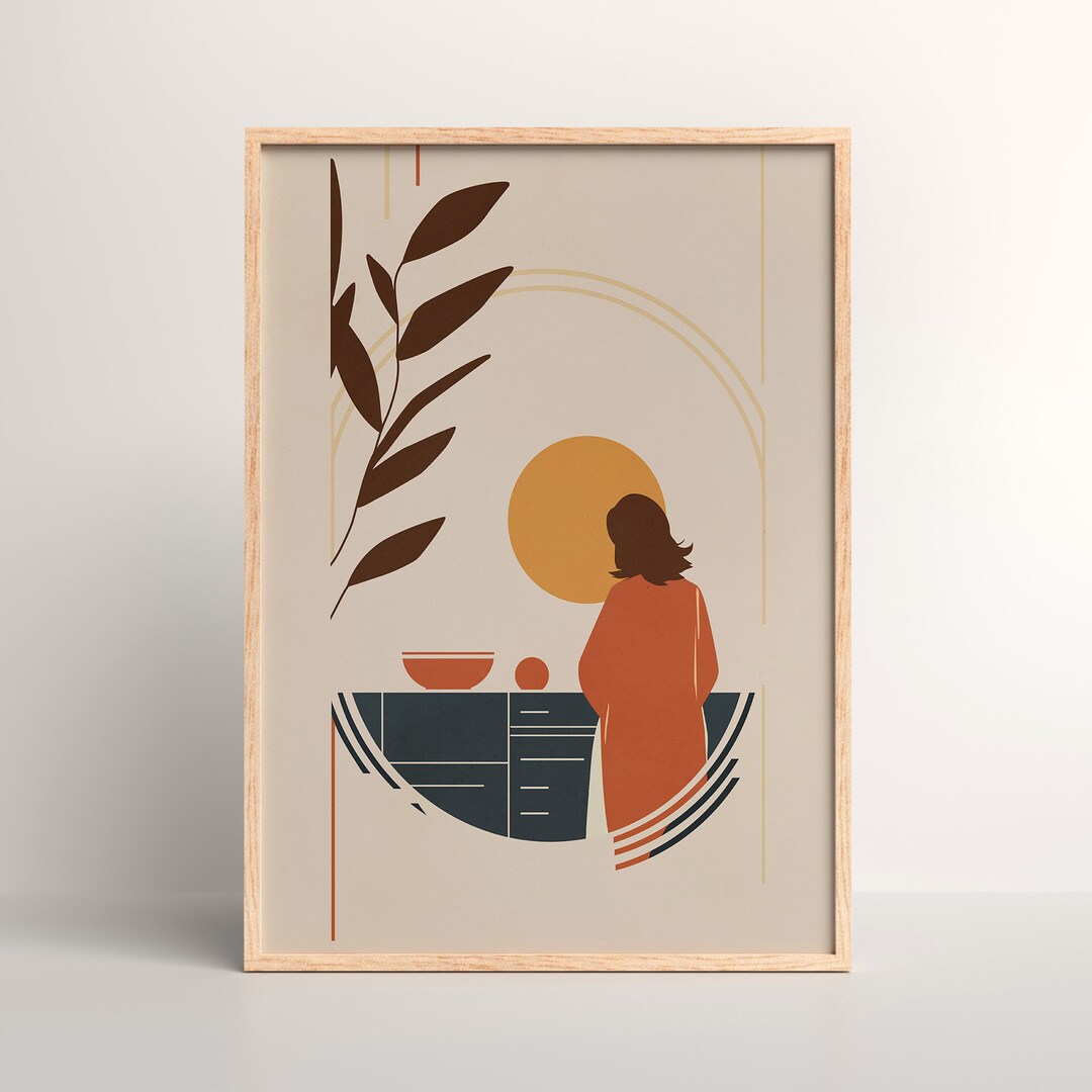 Boho Morning Digital Wall Art Boho Kitchen Print Mid Century Wall Art ...