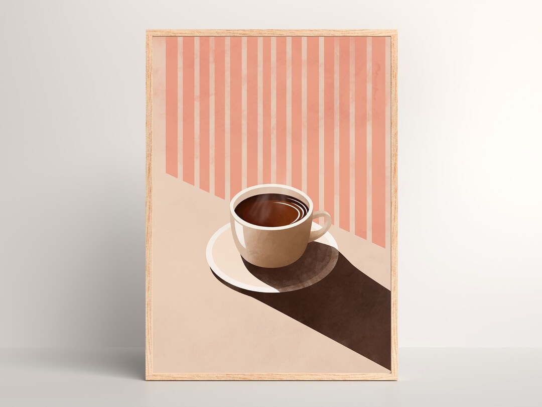 Pink Stripes Coffee Digital Wall Art | Printable Wall Art | Retro ...