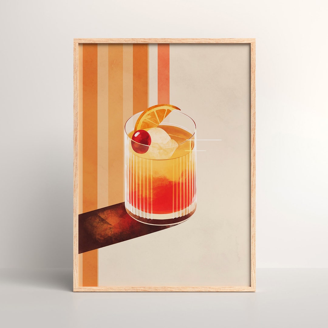 Old Fashioned Digital Print | Old Fashioned Poster | Bar Wall Art | Bar ...