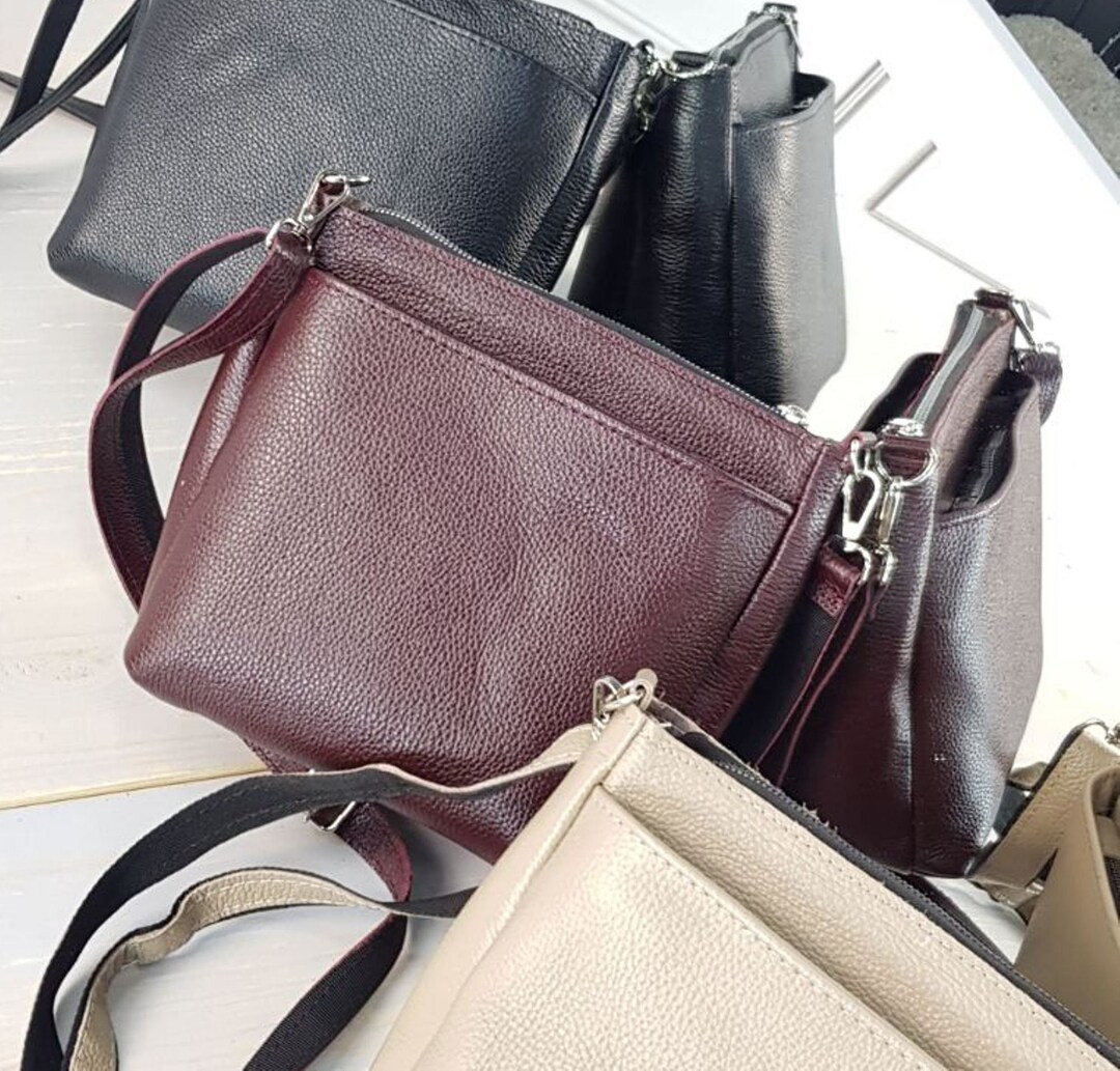 Classic Natural Leather Crossbody Bag Handmade Purse - Etsy