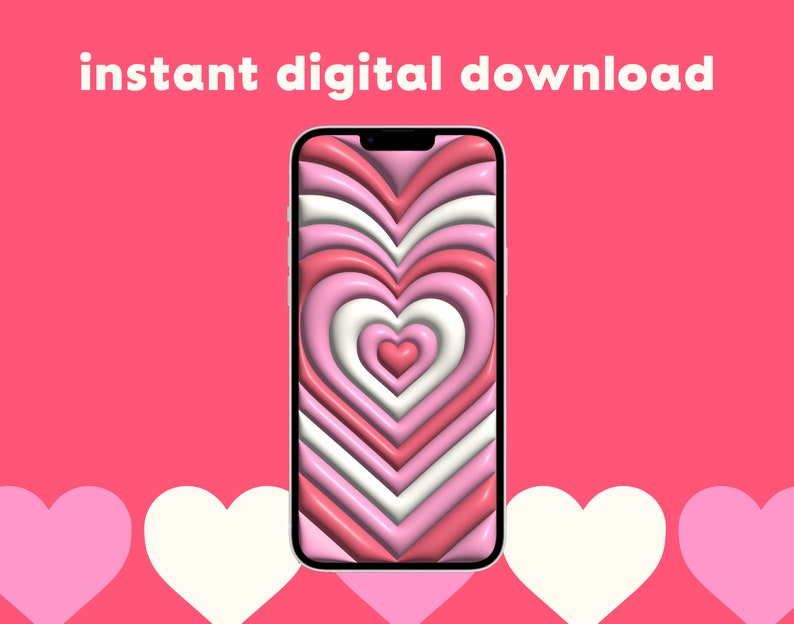 3D Hearts Phone Wallpaper Cute Wallpaper Cute Hearts Puffy Shapes ...