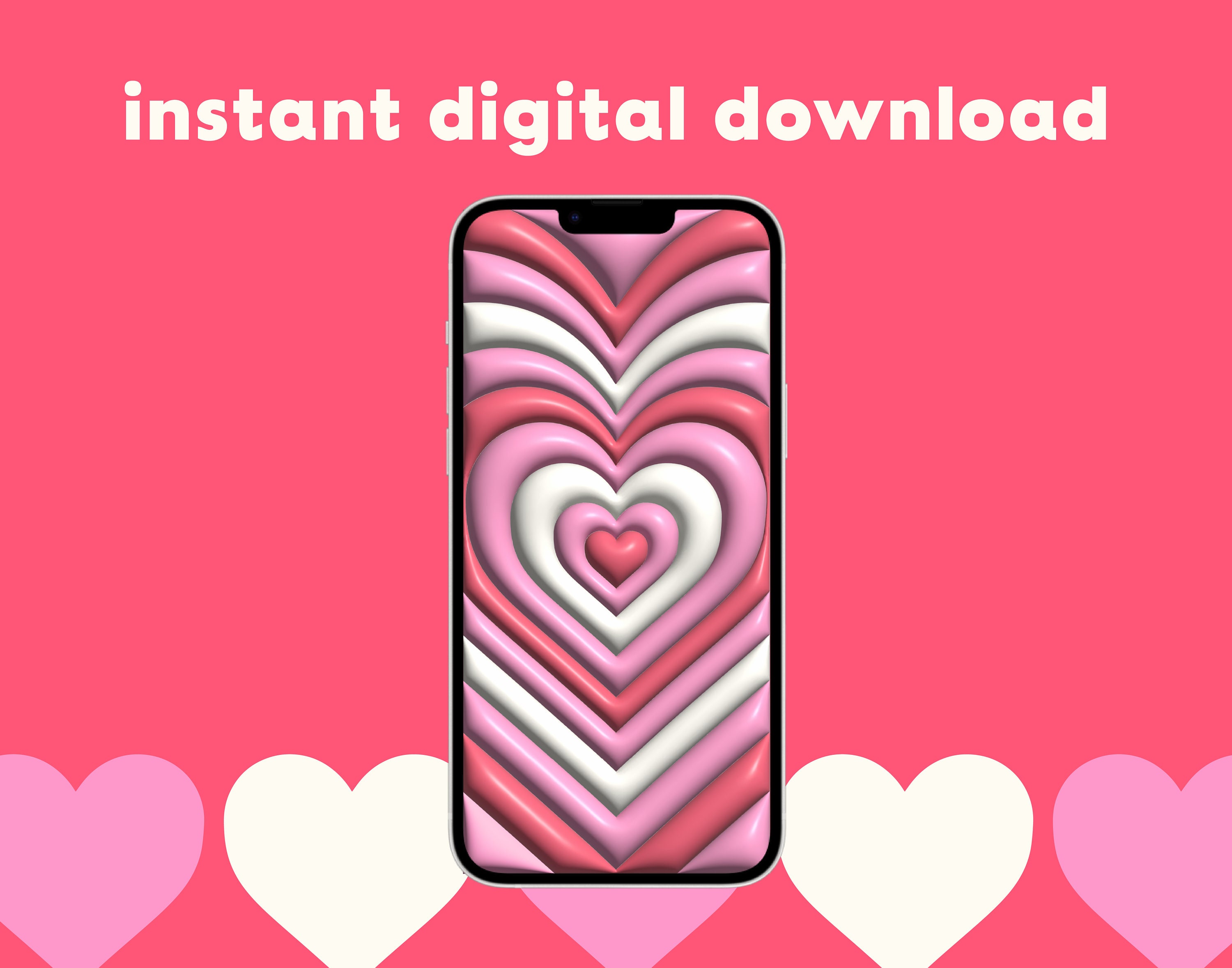 3D Hearts Phone Wallpaper Cute Wallpaper Cute Hearts Puffy Shapes ...
