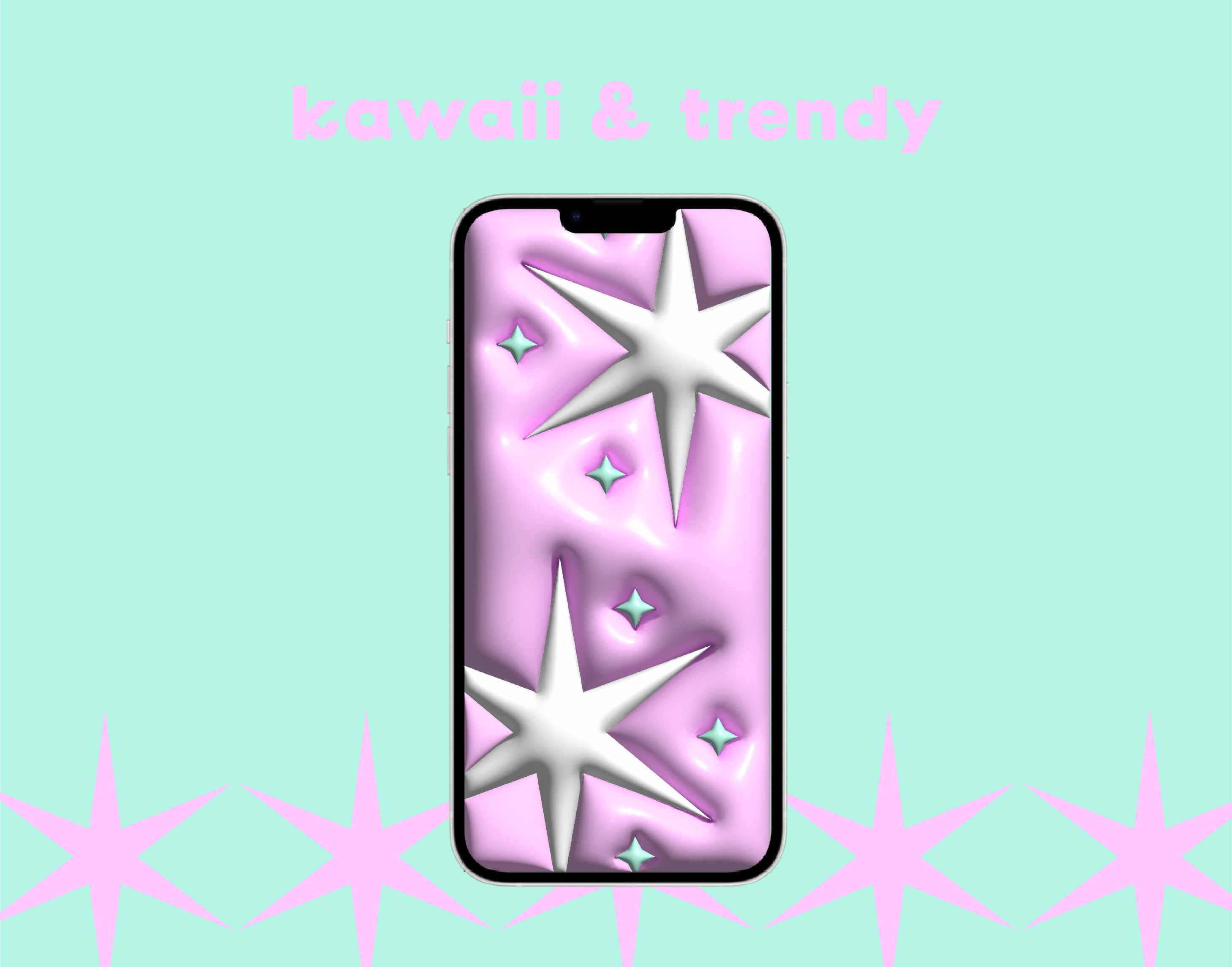 3D Stars Phone Wallpaper Cute Wallpaper Puffy Effect Adorable Wallpaper ...