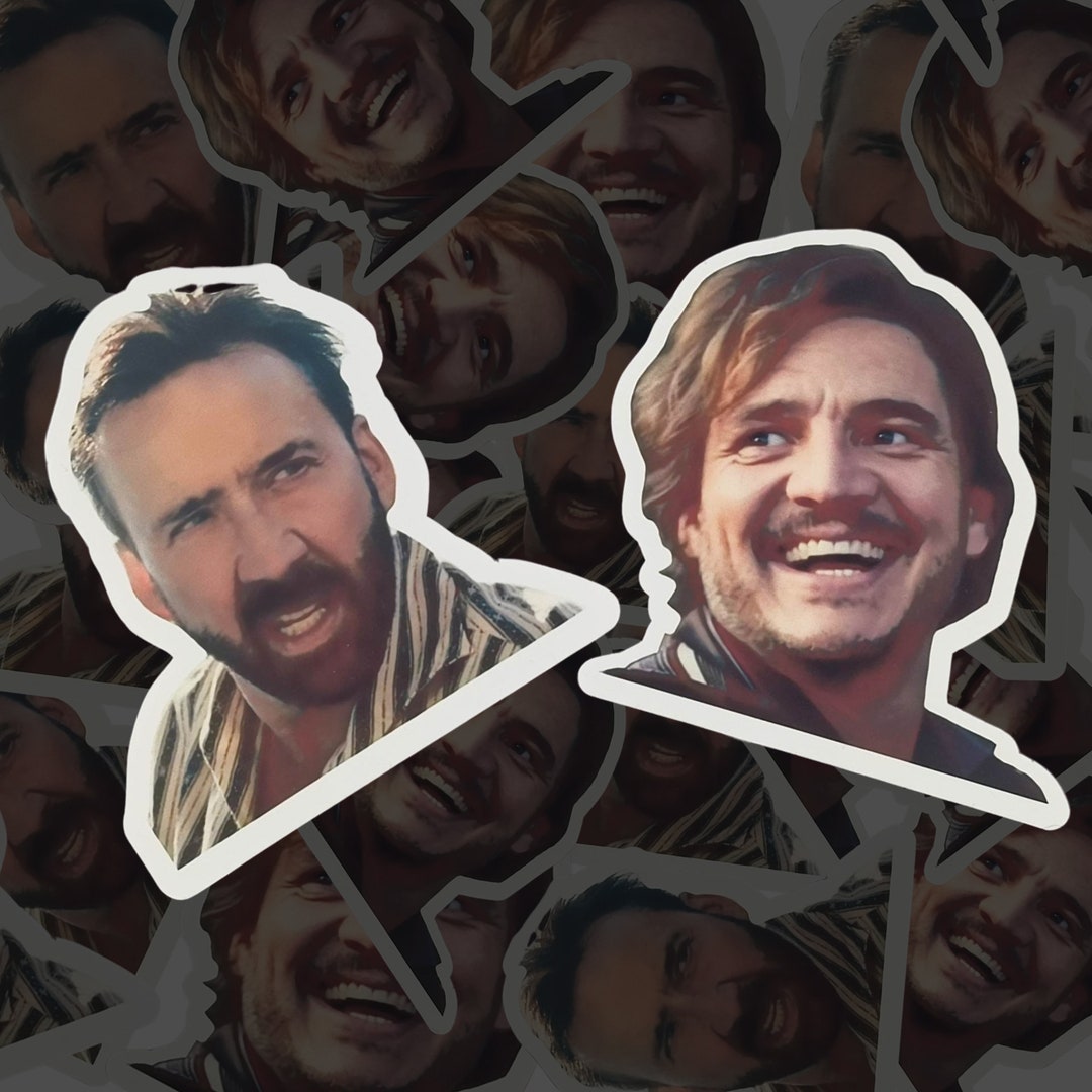 Pedro Pascal & Nicolas Cage Stickers, Laptop Decal, Meme Stickers ...