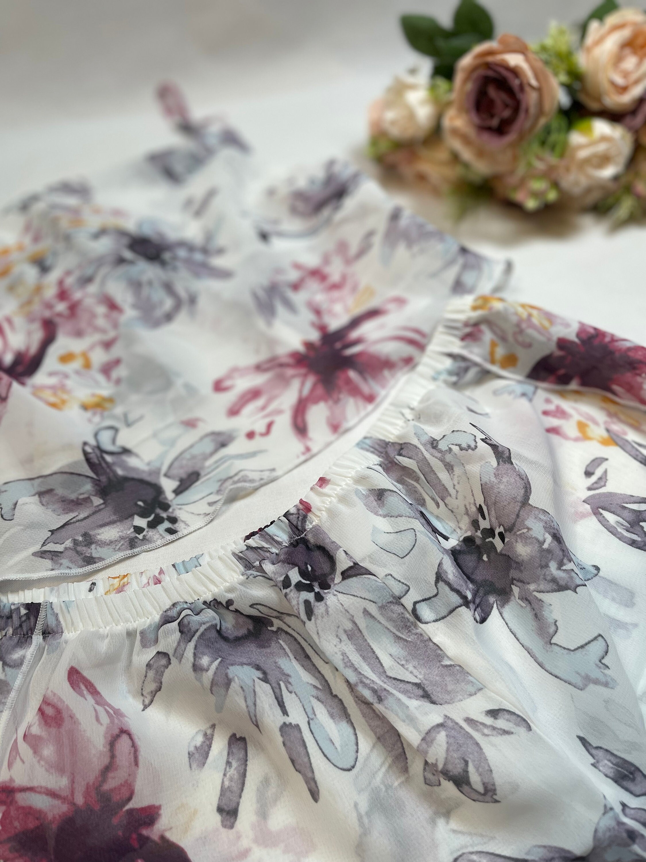 Sheer Floral Print Cami Top & Shorts PJ Set - Etsy