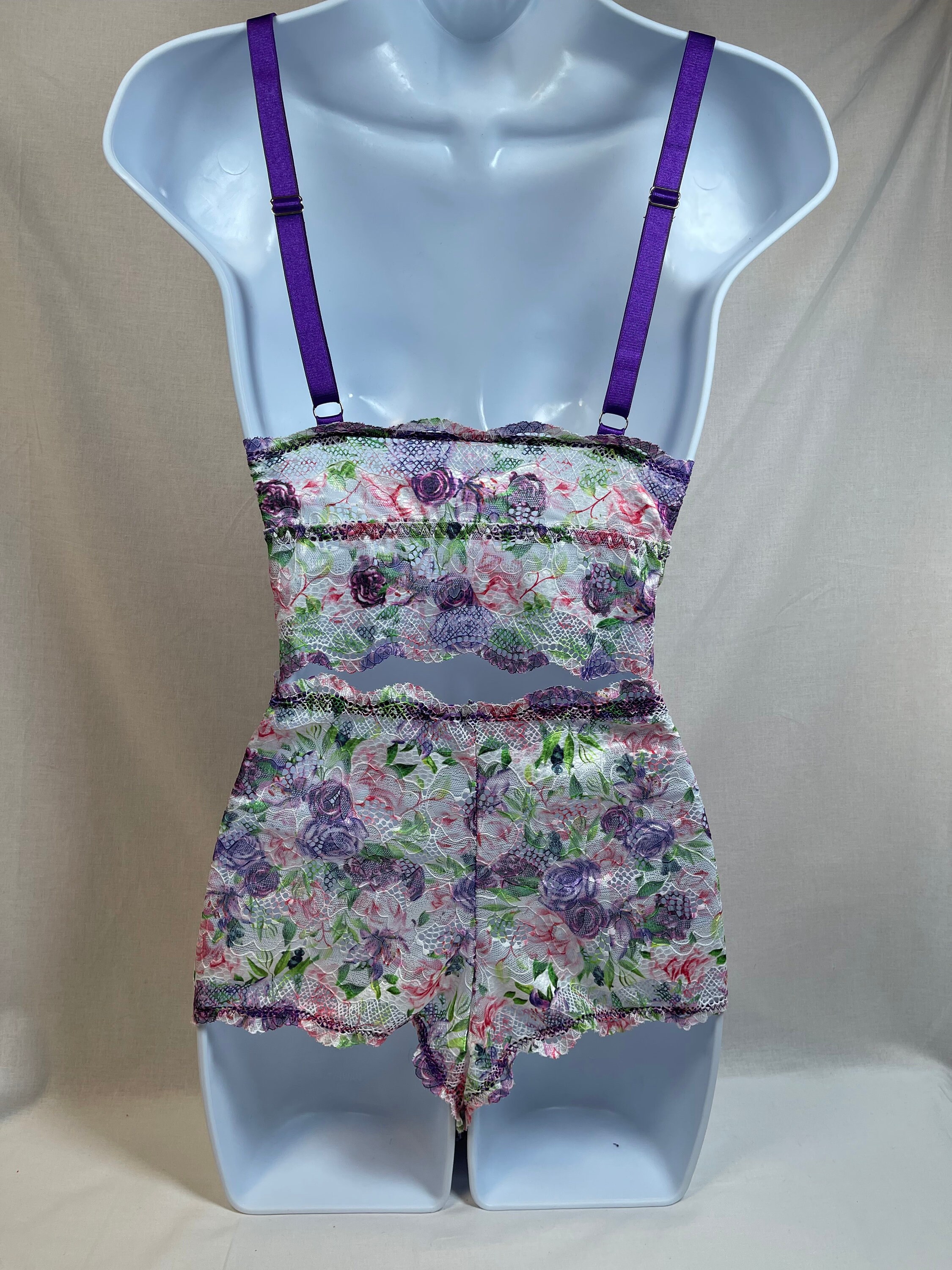 Plus Size Floral Lace Lingerie Set Etsy