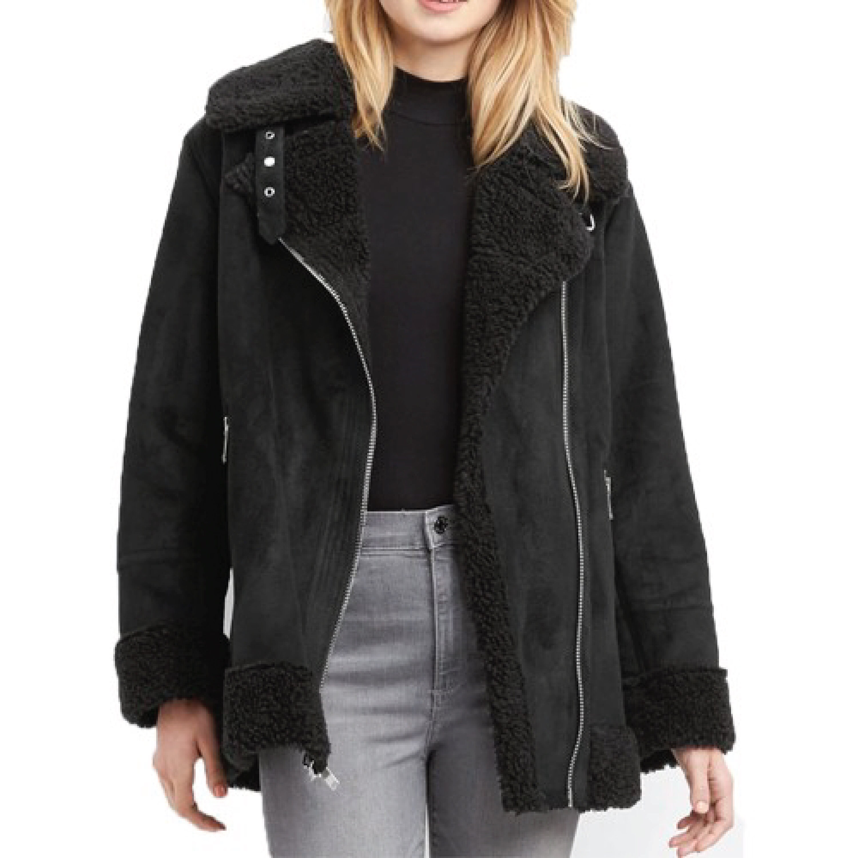 Black Suede Leather Shearling Jacket Stylish Suede Leather - Etsy