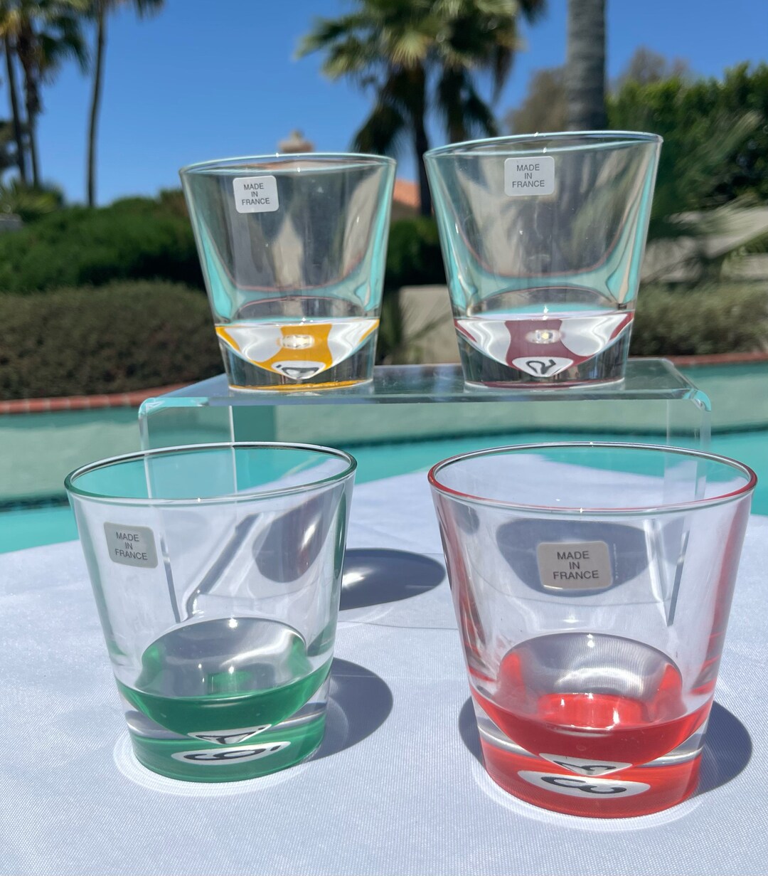 Vintage Billiard, Pool Luminarc France Lowball Double Old Fashioned ...