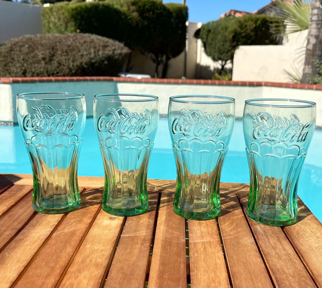 Set of 4 Embossed Coca Cola Glasses • 16 Oz Glasses • Glassware • 3 ...