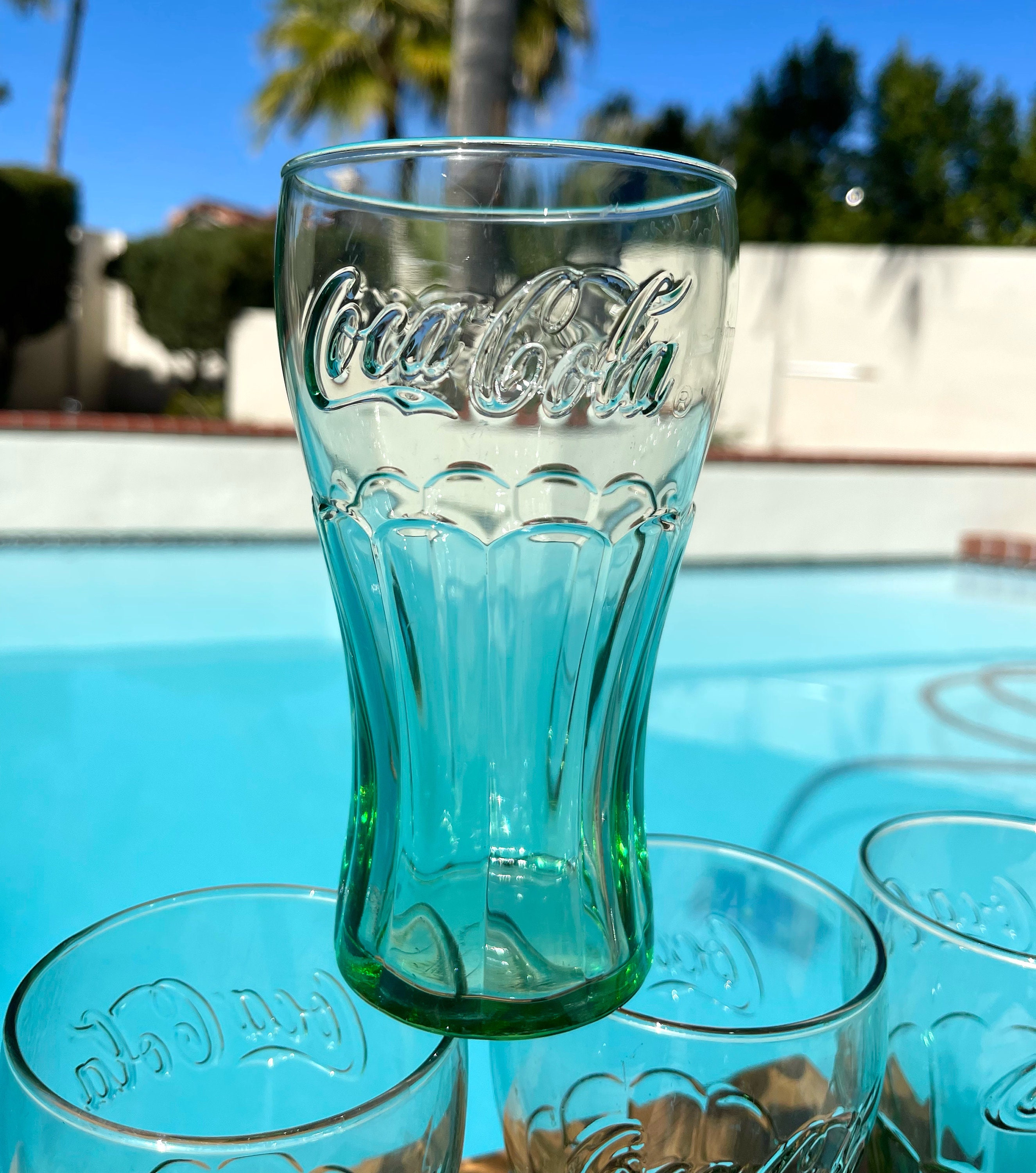 Set of 4 Embossed Coca Cola Glasses • 16 Oz Glasses • Glassware • 3 ...