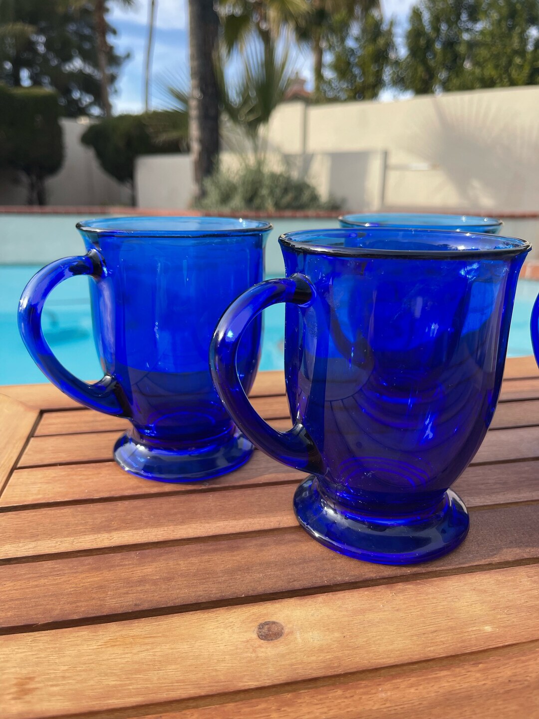 Set of 2 Anchor Hocking Cobalt Blue Coffee, Tea Mugs • Glassware ...