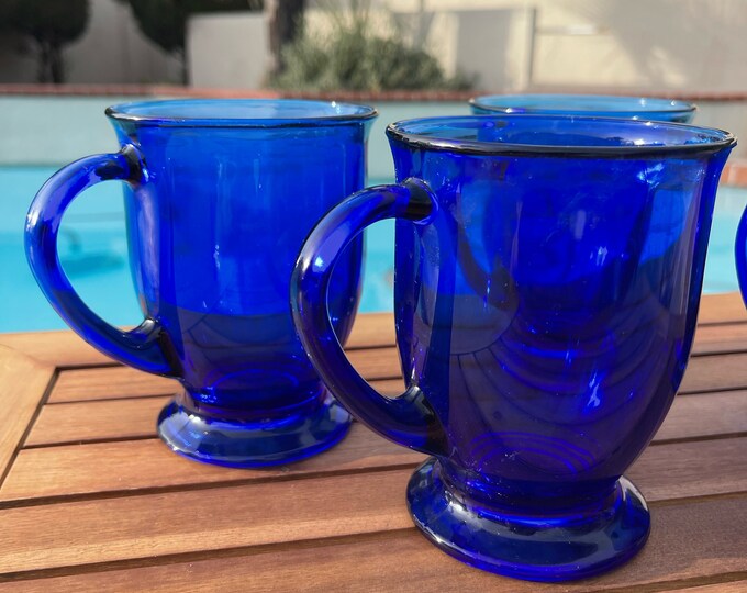 Antique Robin in Tree Cobalt Blue Mug Mosser Glass Bryce Bros EAPG ...