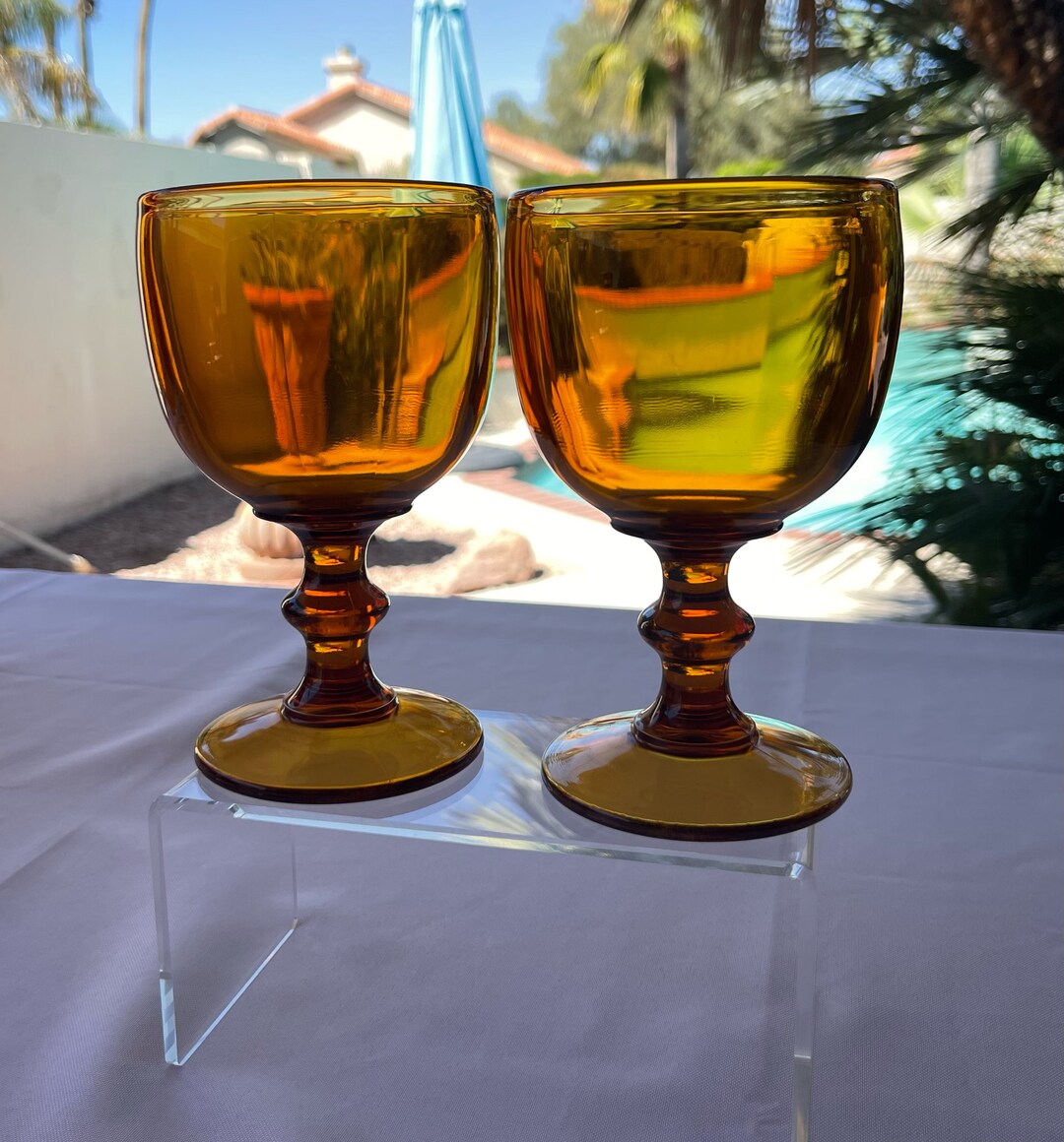 Set of 2 Hoffman House Amber Water Goblets by Imperial Glass - Etsy