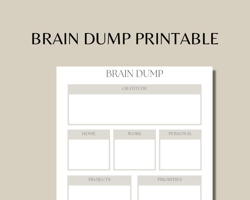 Brain Dump Printable, Thought Organizer, ADHD Brain Dump Printable ...