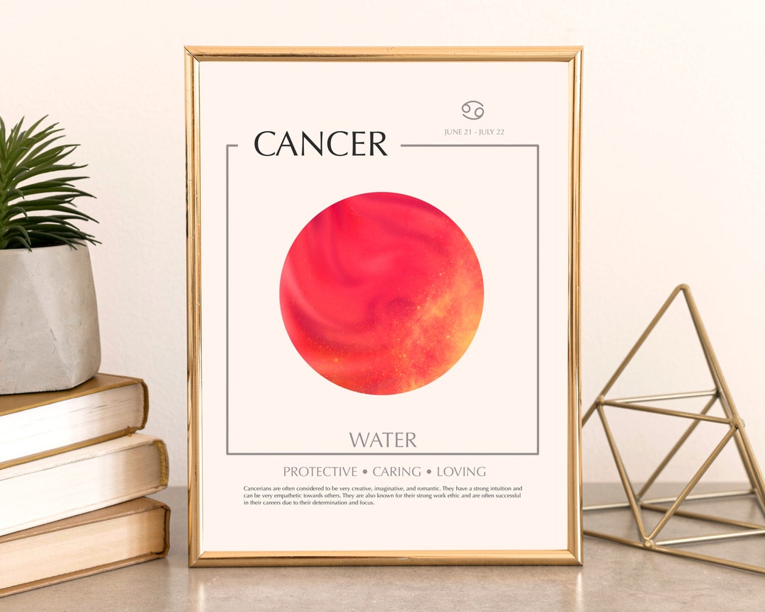 Zodiac Sign Cancer Poster Red INSTANT DOWNLOAD, Aura Cancer Print ...