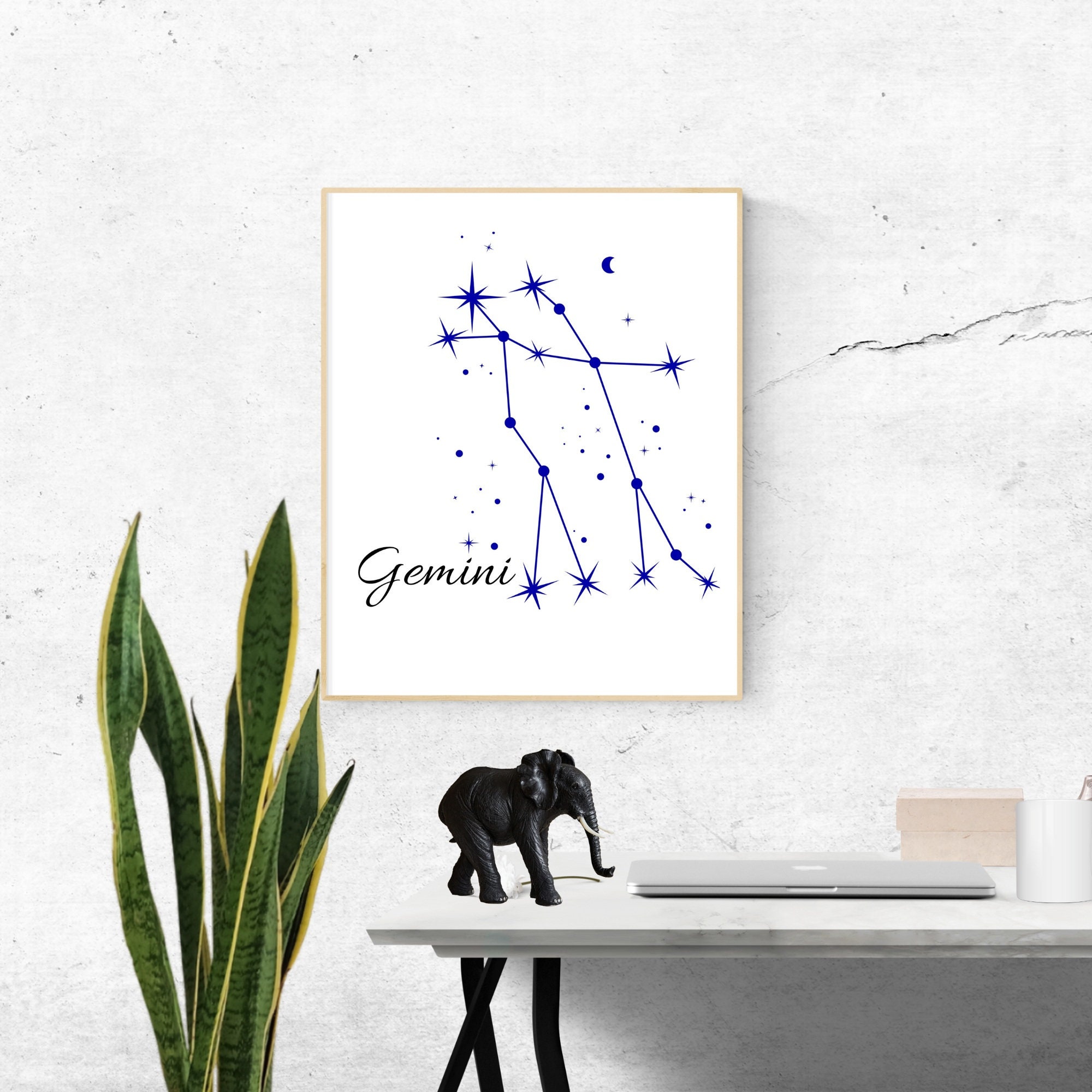 Gemini Constellation Art Print, Minimalist Zodiac Sign (digital ...