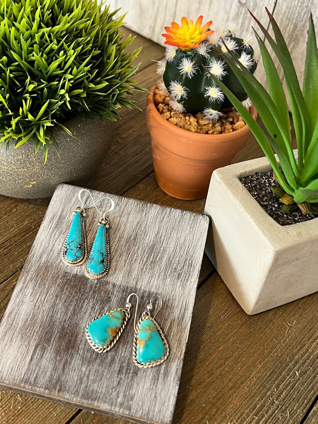 Kingman Turquoise Earrings, Southwestern Design, Southwest Earrings ...