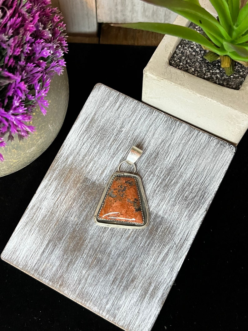 Granite Pendant, Native Inspired, Red Dragon Stone, Southwest Design ...