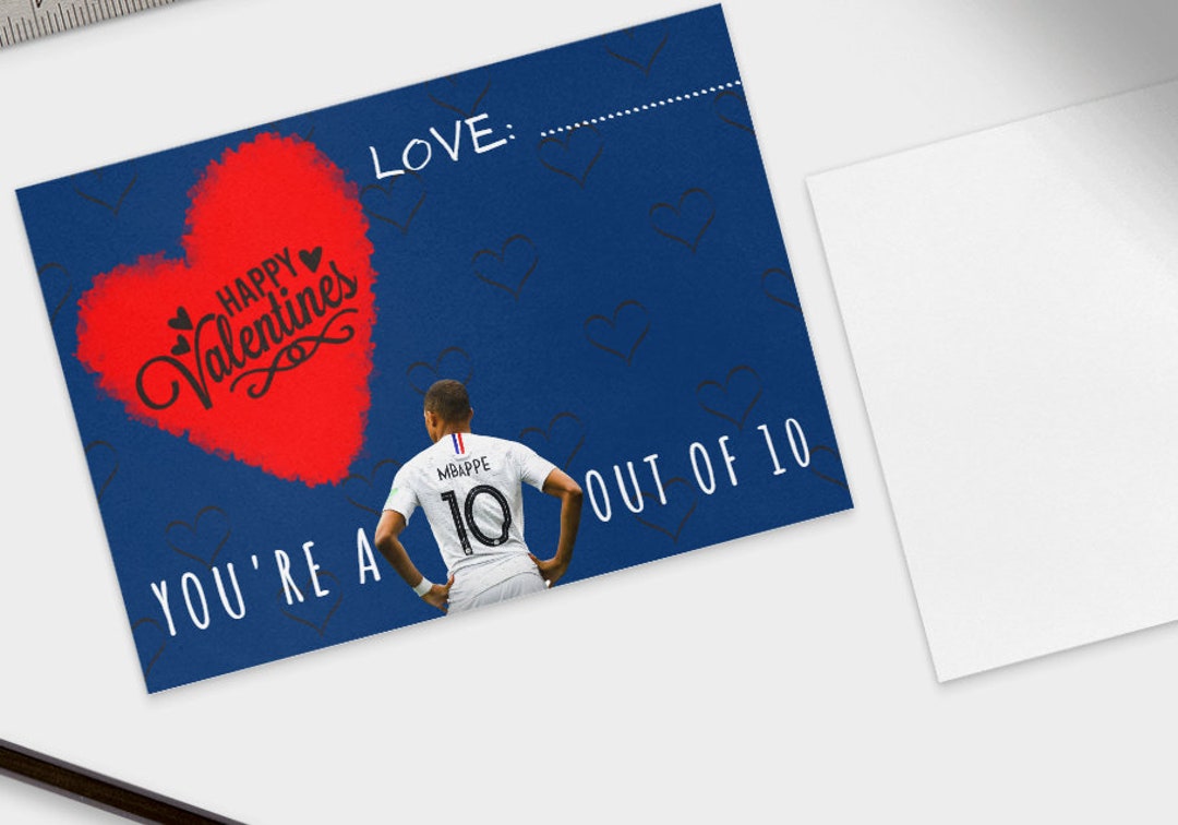 Kylian Mbappe *digital* Valentines Day Card Football/soccer (instant ...