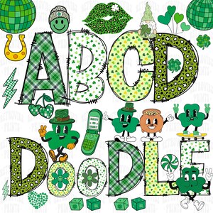 St Patrick Letters & Numbers, St Patricks Day Doodle Alphabet PNG, St ...