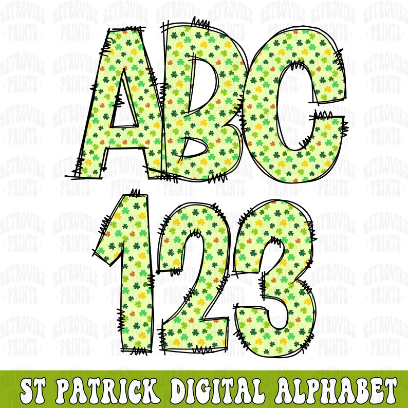 St Patrick Letters & Numbers, St Patricks Day Doodle Alphabet PNG, St ...