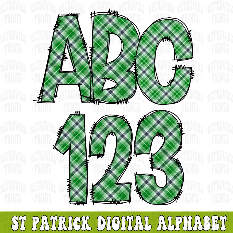 St Patrick Letters & Numbers, St Patricks Day Doodle Alphabet PNG, St ...