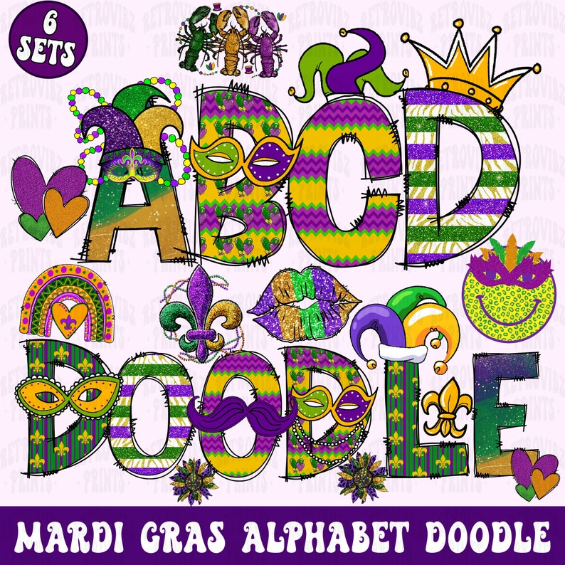 Mardi Gras Doodle Letters Png, Mardi Gras Clip Art, Mardi Gras Letters ...