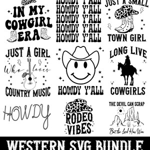 Western Svg Bundle, Retro Western Svg, Western Clipart, Rodeo Svg ...