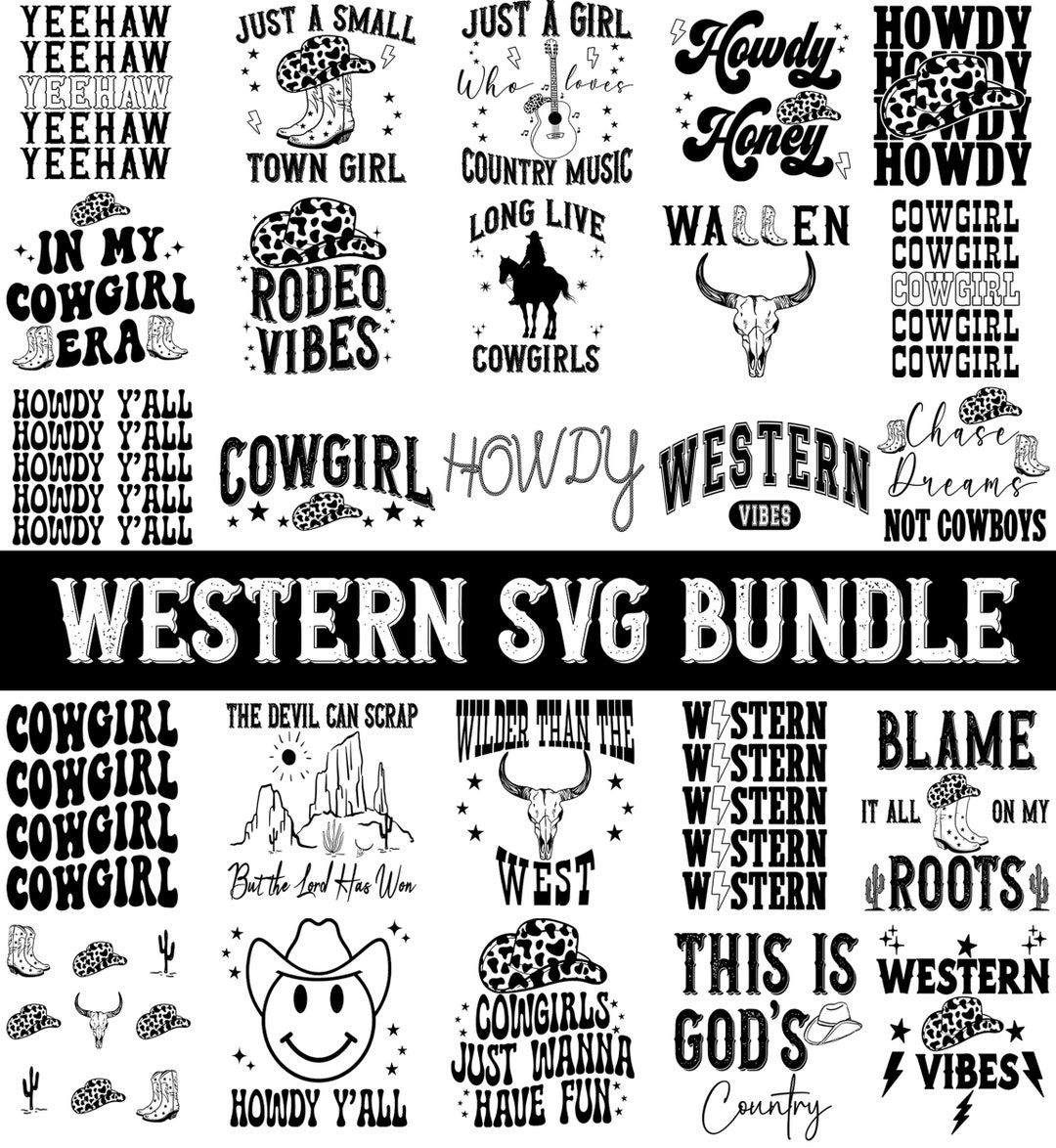 Western Svg Bundle, Retro Western Svg, Western Clipart, Rodeo Svg ...