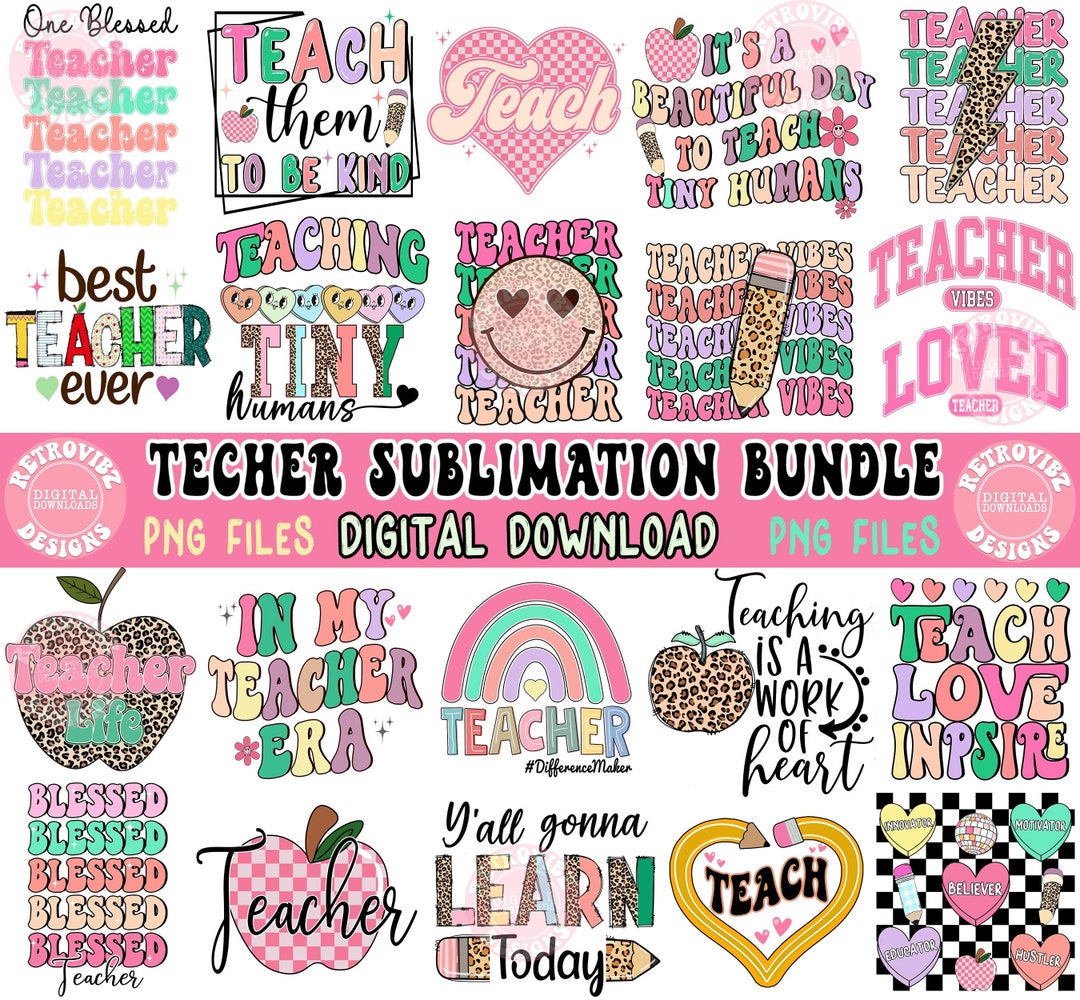 Teacher PNG Bundle, Teacher Life Png, Teacher Sublimation Design ...