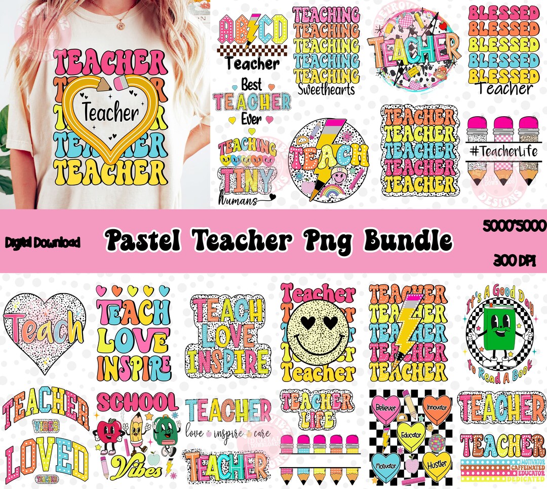 Back to School Png Bundle, Teacher Sublimation Design, Teacher ...
