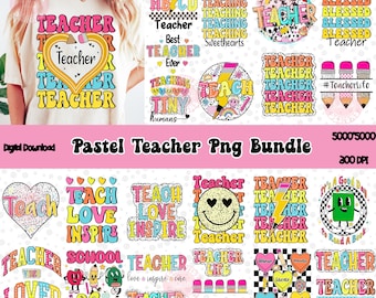 Retro Teacher PNG Bundle, Teacher Appreciation Png, Teacher Sublimation ...
