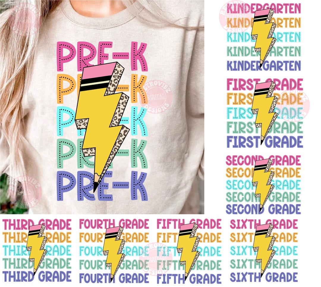 Retro Back to School Png Bundle, Kindergarten, Prek/first/second Grade ...