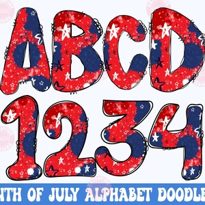 4th of July Alphabet Doodle, 4th of July PNG, Fourth of July Alphabet ...