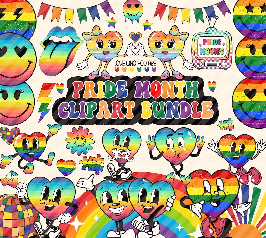 Pride Clip Art Png Bundle, Retro Png Bundle, Gay Pride Png, Lesbian Png ...