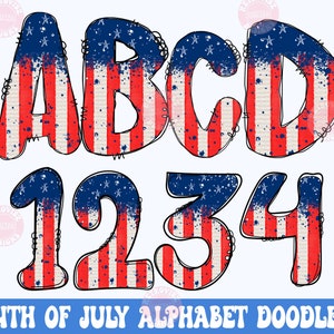 4th of July Alphabet Doodle, 4th of July PNG, Fourth of July Alphabet ...