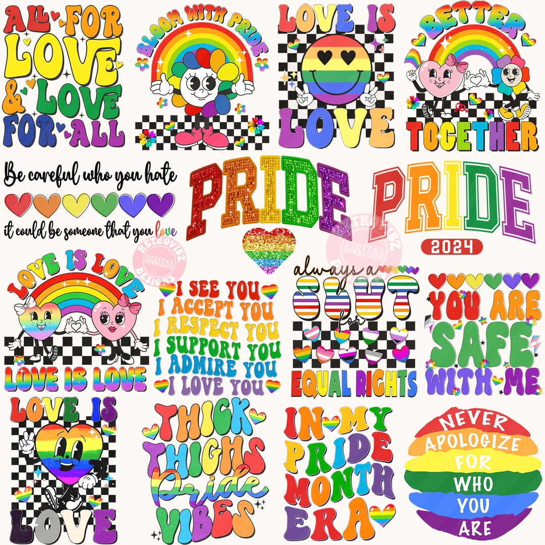 Retro Pride Png Bundle, Pride Svg, Gay Png, Rainbow Pride Png, LGBTQ ...