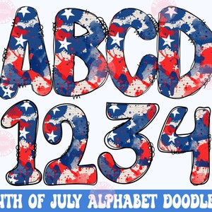 4th of July Alphabet Doodle, 4th of July PNG, Fourth of July Alphabet ...