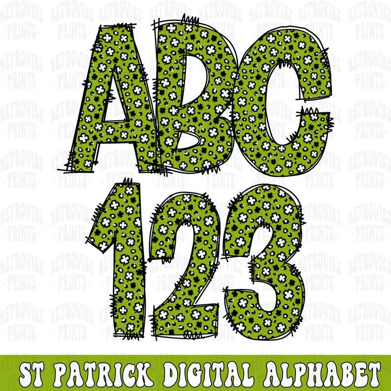 St Patrick Letters & Numbers, St Patricks Day Doodle Alphabet PNG, St ...