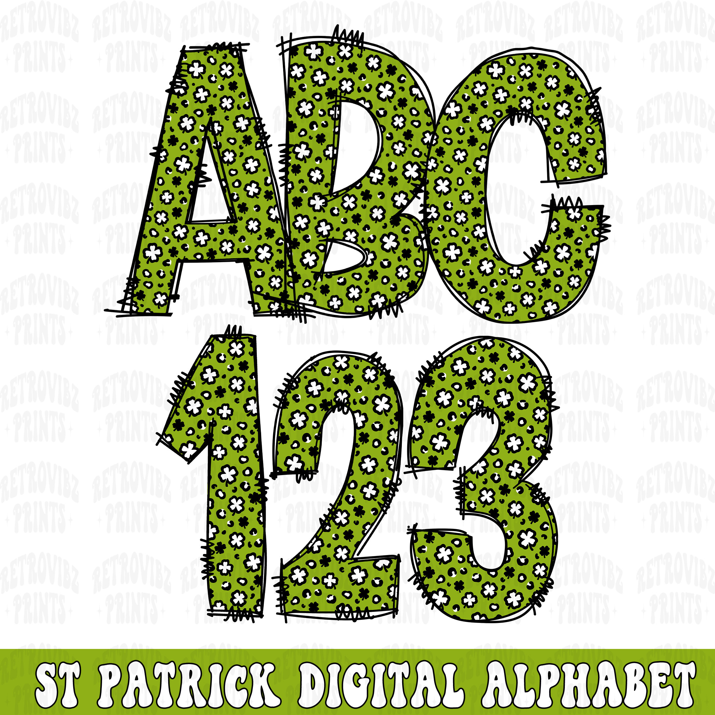 St Patrick Letters & Numbers, St Patricks Day Doodle Alphabet PNG, St ...