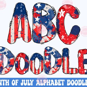4th of July Alphabet Doodle, 4th of July PNG, Fourth of July Alphabet ...