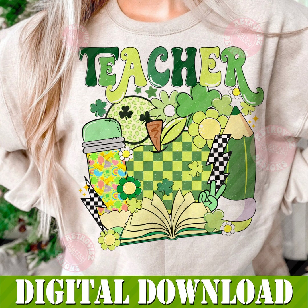 Retro Teacher St Patricks Day PNG, Teacher PNG, St Patricks Day Png ...