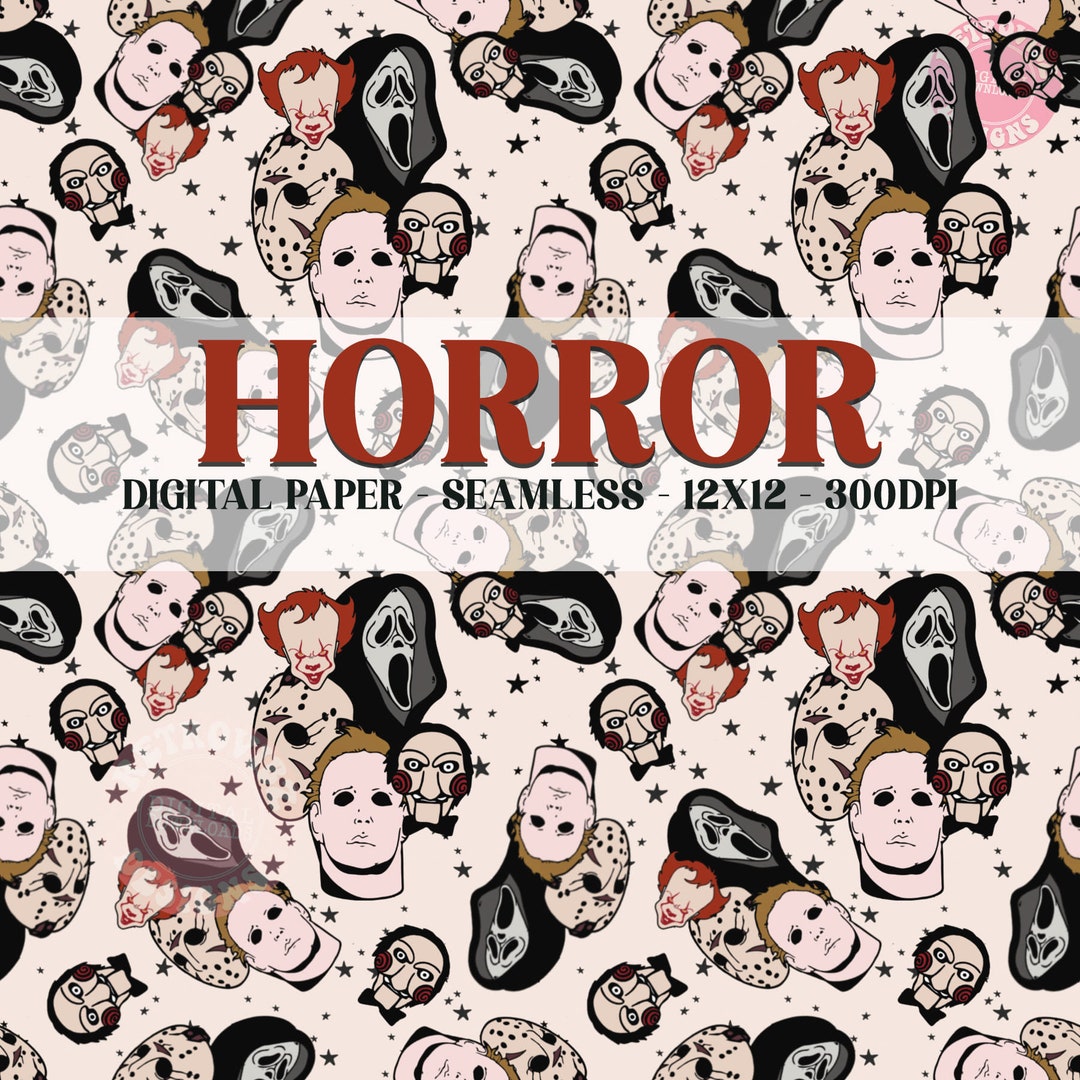 Horror Seamless File, Halloween Floral Seamless, Retro Halloween PNG ...