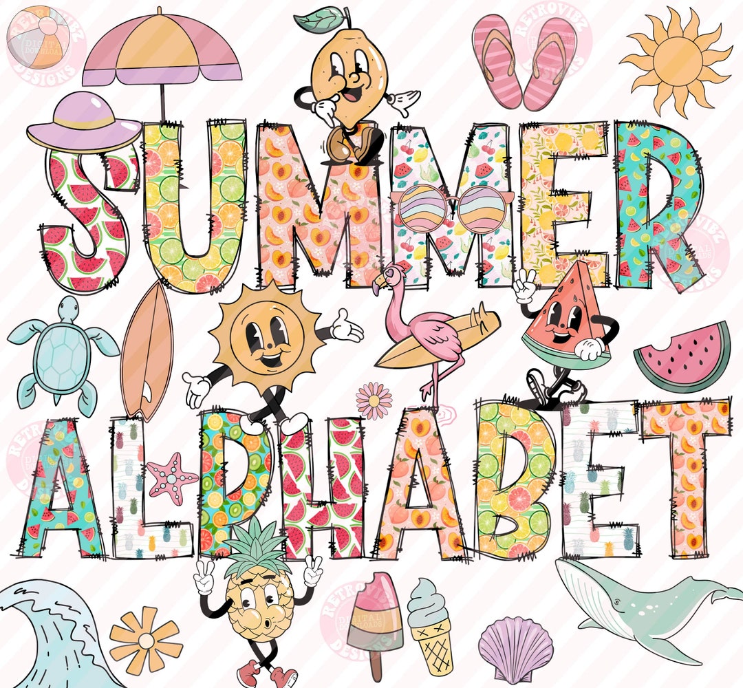 Summer Alphabet Doodle Png, Summer Alphabet PNG, Summer Font PNG ...