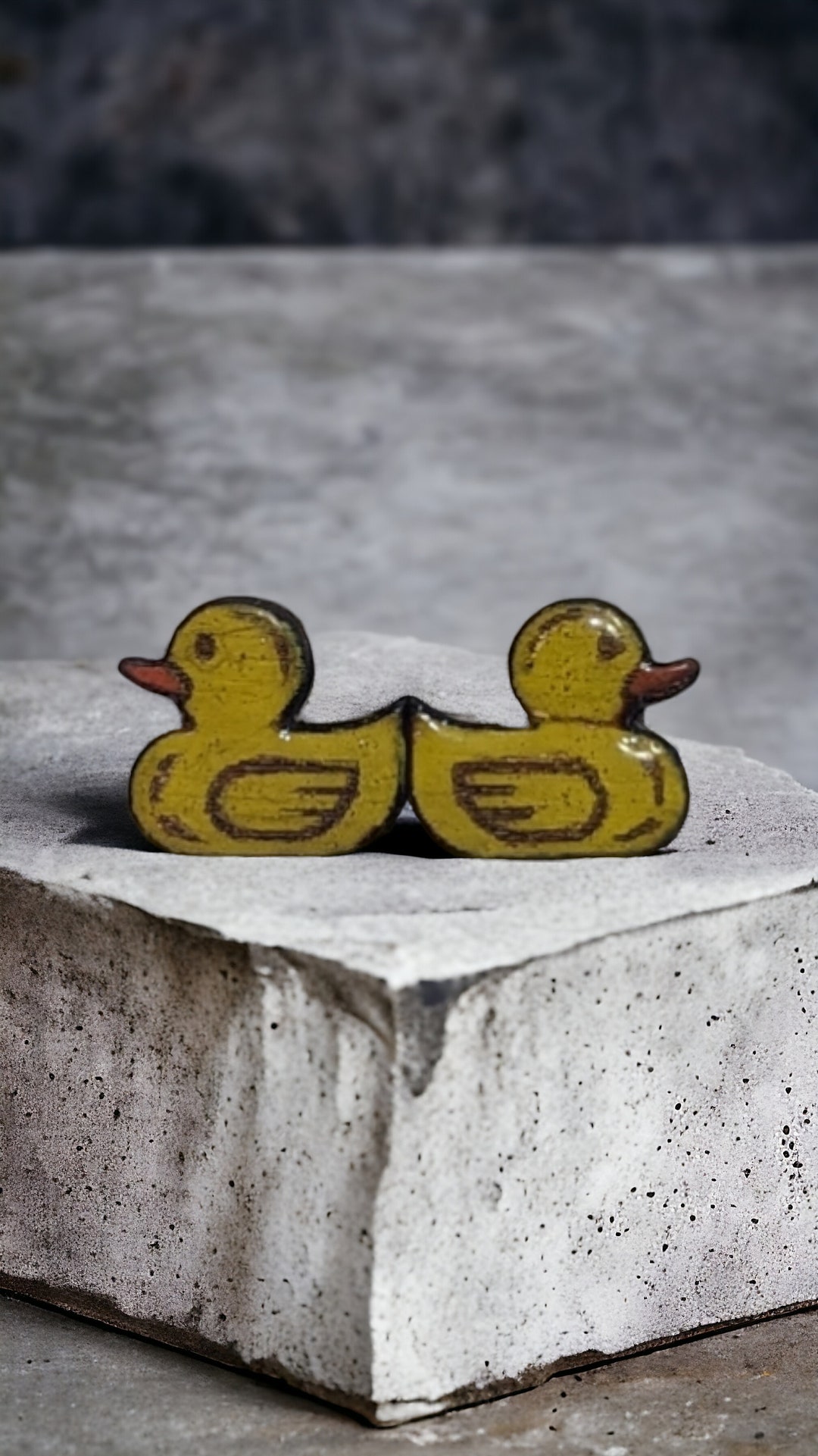 Quack Attack Tiny Yellow Rubber Duck Wood Studs hand Painted ...