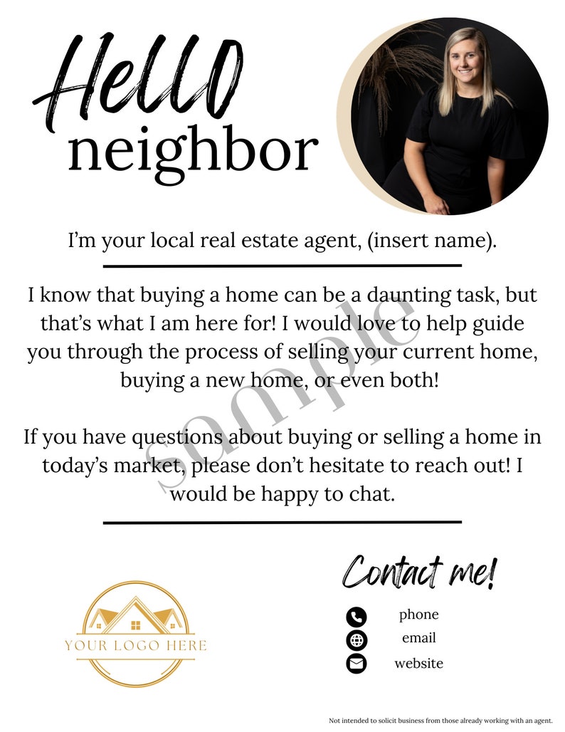 Hello Neighbor Letter for Realtors - Etsy